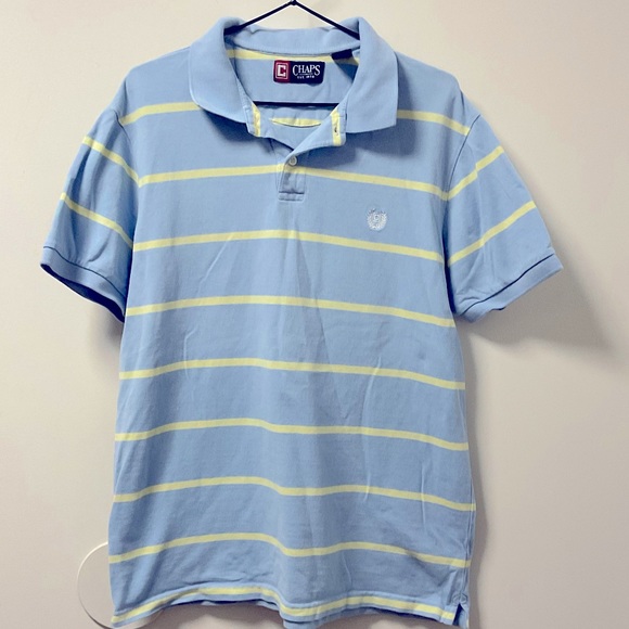 Chaps | Shirts | Mens Chaps 0 Cotton Powder Blue Yellow Striped Polo ...